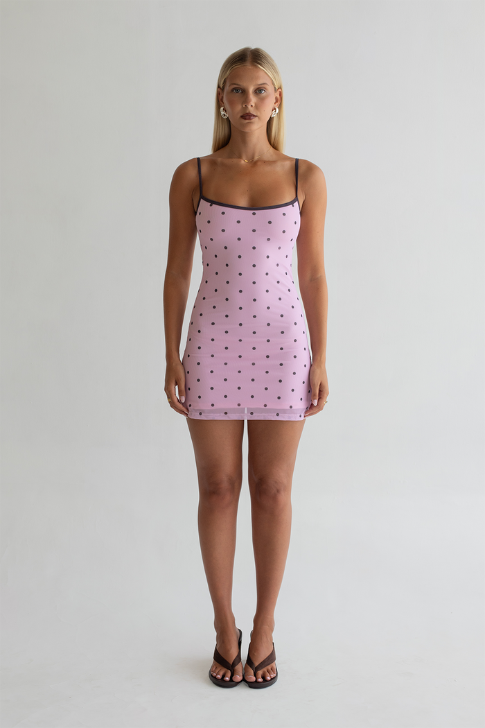 Char Mini Dress Pink Polka — Mini Dress | HNTR